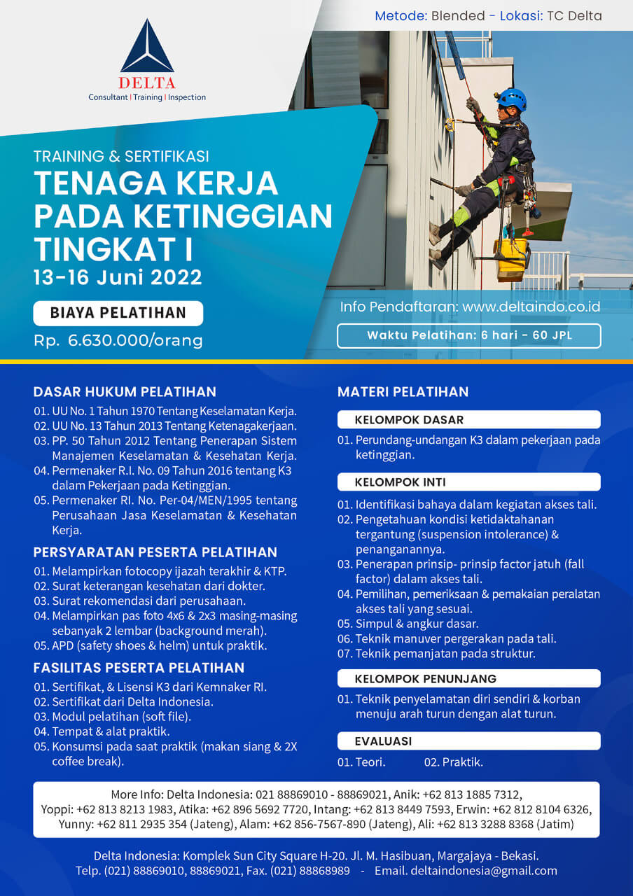 Pelatihan K3 Online - PT DELTA INDONESIA PERSADA - 021 88869010