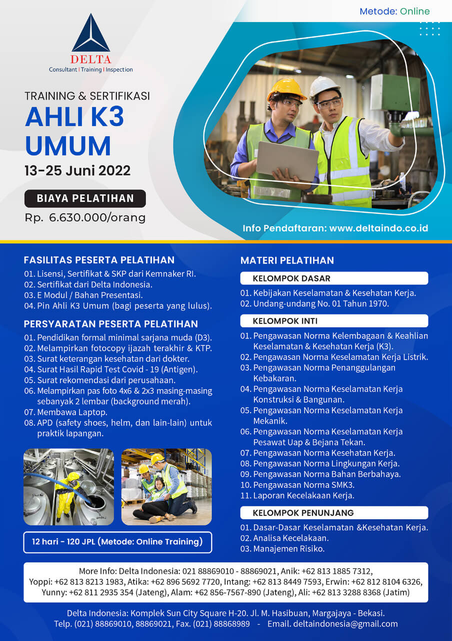 Pelatihan K3 Online - PT DELTA INDONESIA PERSADA - 021 88869010